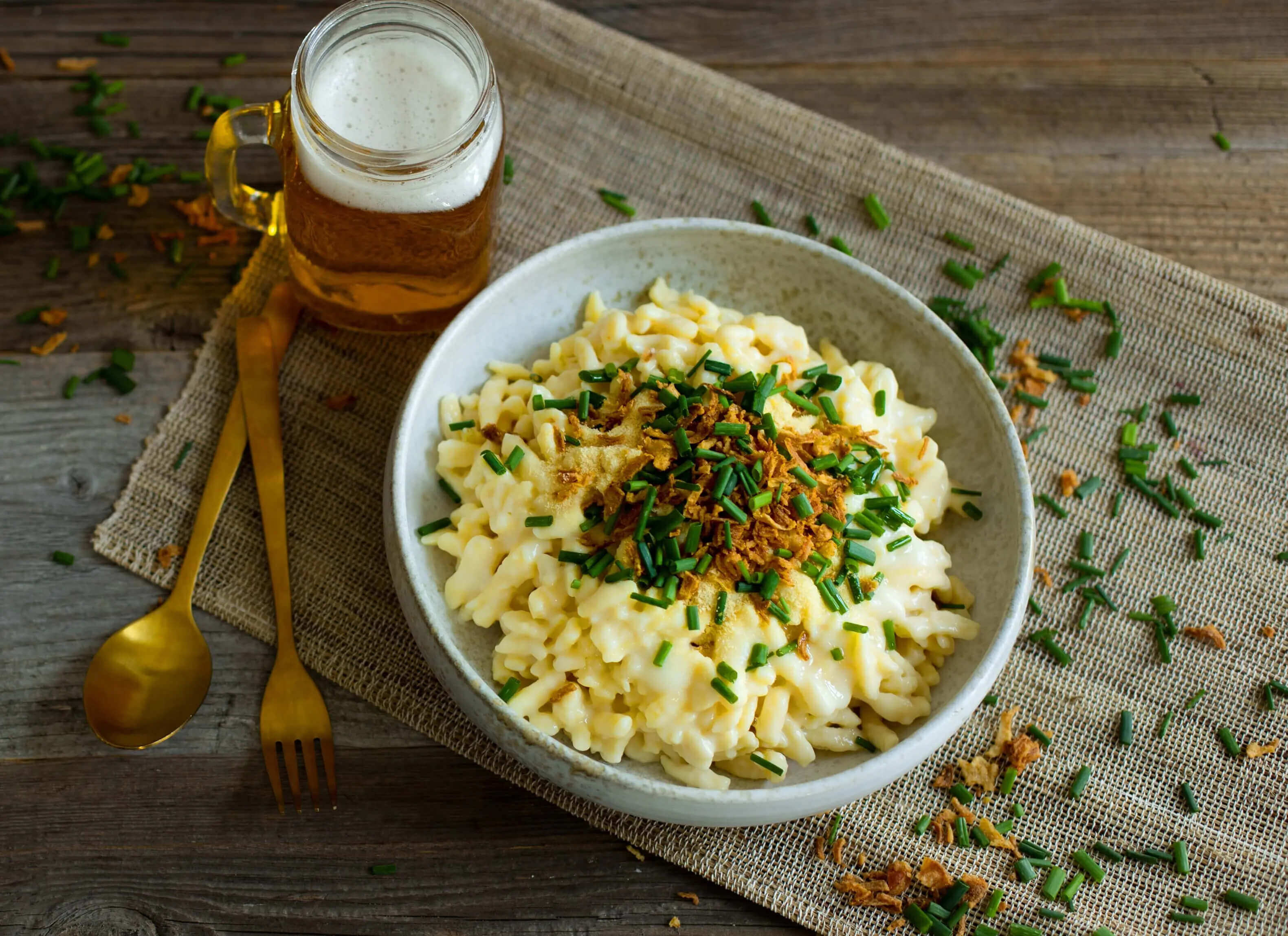 Vegane Knöpfle mit Schmelzsauce